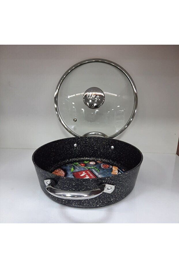 Oms 24 Cm Granit Kısa Tencere Siyah İndüksiyon 3316 - 899,00 TL