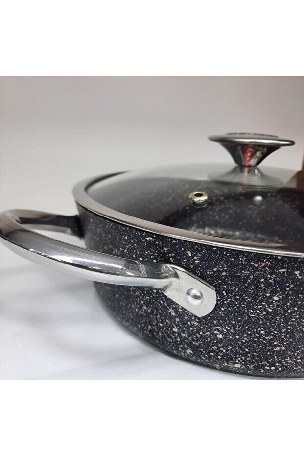 Oms 24 Cm Granit Kısa Tencere Siyah İndüksiyon 3316 - 899,00 TL